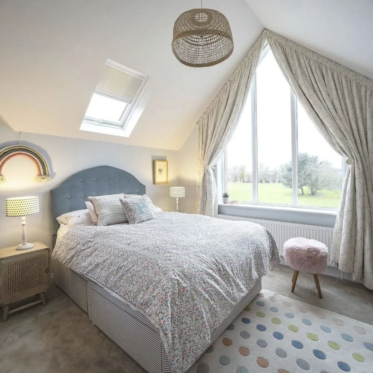 Bespoke Triangular Curtains for Triangle Windows - Sarah Wooldridge Design